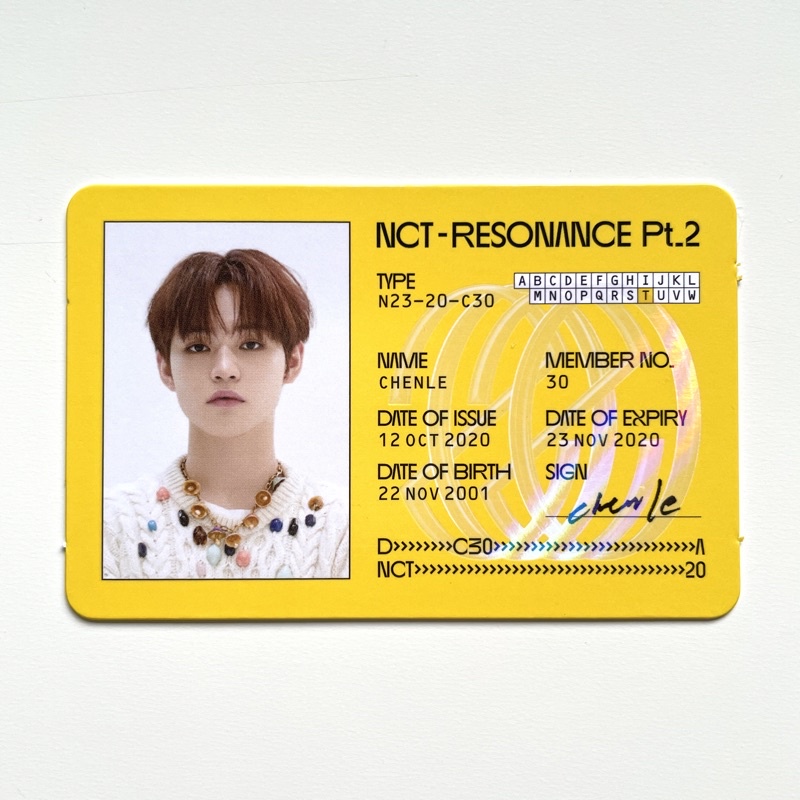 Jual (BOOKED) NCT 2020 RESONANCE PT. 2 CHENLE OFFICIAL ID CARD / PC ...