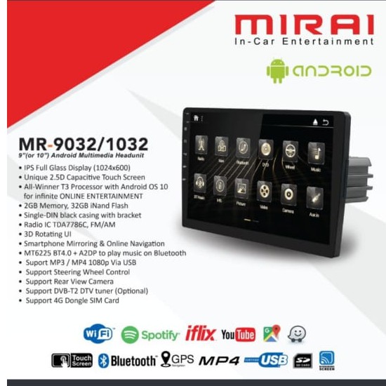 Jual Headunit android 9 inch universal mirai 9032 by asuka | Shopee Indonesia