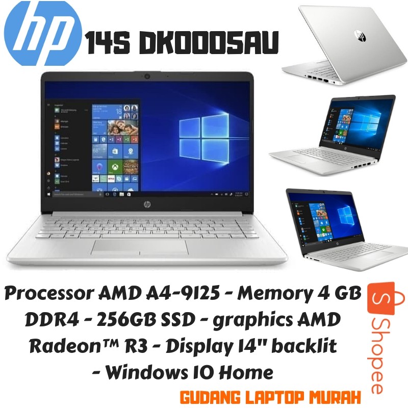 Jual Laptop HP 14S DK005AU -AMD A4 9125 4GB 256SSD Radeon R3 14 ...