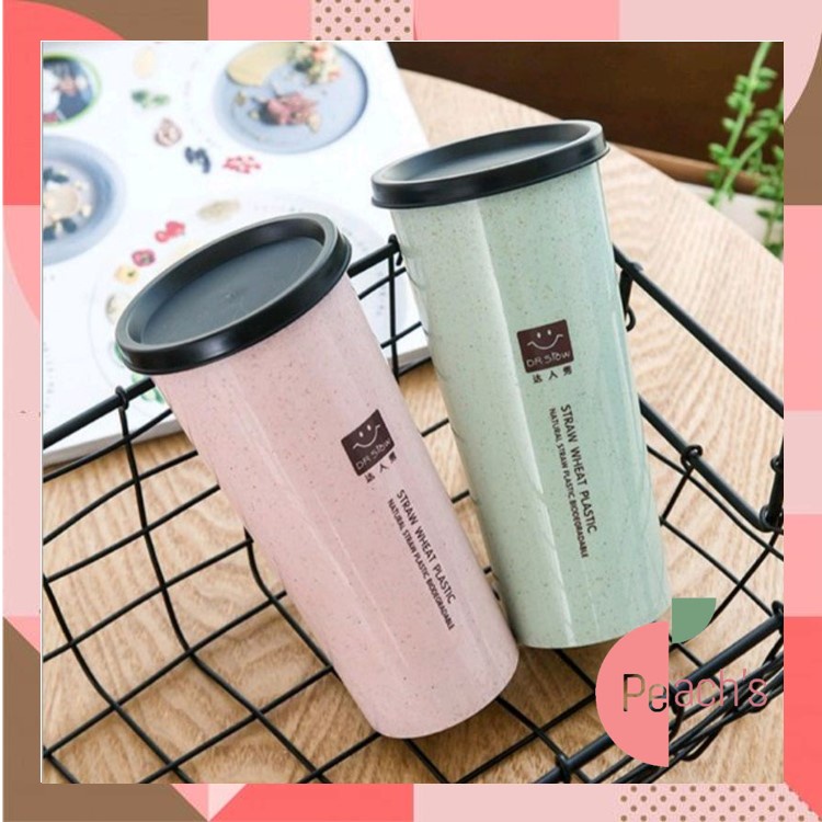 Jual PEACH - Botol Minum Wheat Straw / Botol Minum Korea Free 2 Tutup ...
