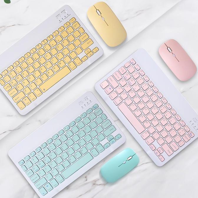 Jual Paket Keyboard Bluetooth With Mouse Mini For Ipad PC Android Pink ...