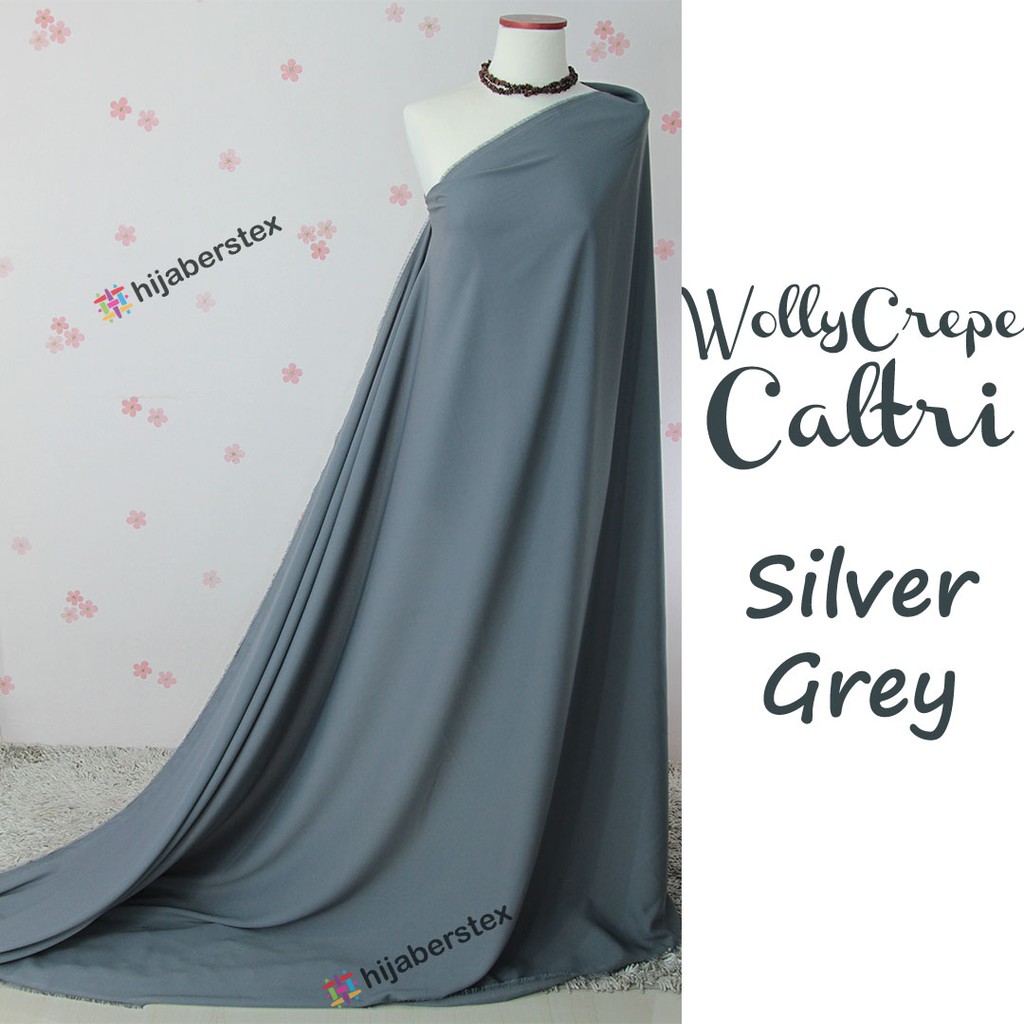 Jual 1/2 Meter Kain WOLLYCREPE CALTRI Silver Grey (ecer warna) | Shopee ...