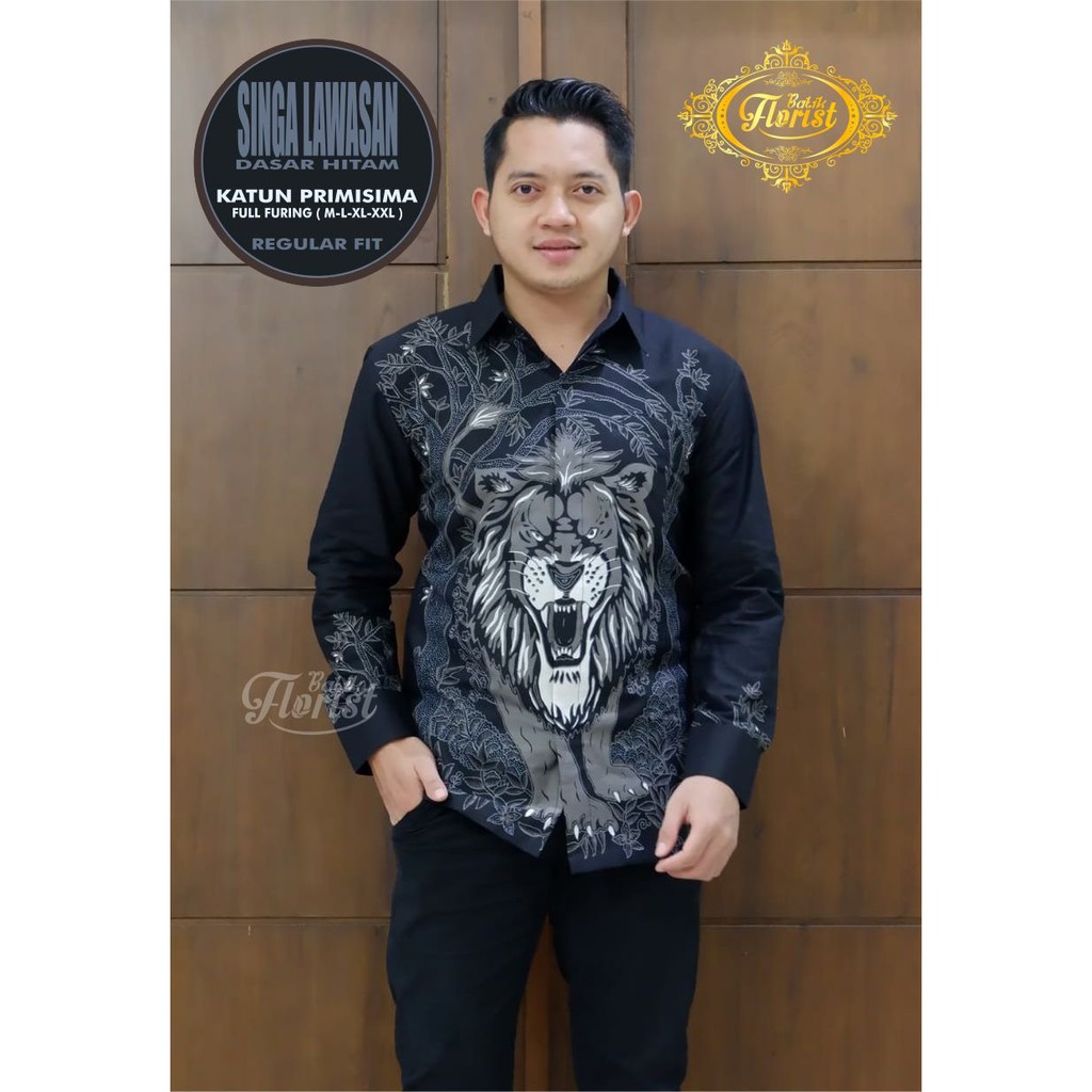 Jual Kemeja Batik Singa Lawasan Lengan Panjang | Shopee Indonesia