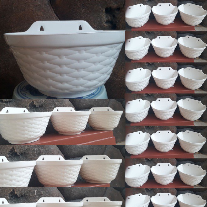 Jual Pot bunga dinding motif ANYAM putih 28cm | Shopee Indonesia