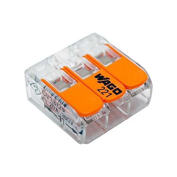 Jual Wago WFR-3 stranded / single wire one-touch connector 3 holes 8 pieces | Shopee Indonesia