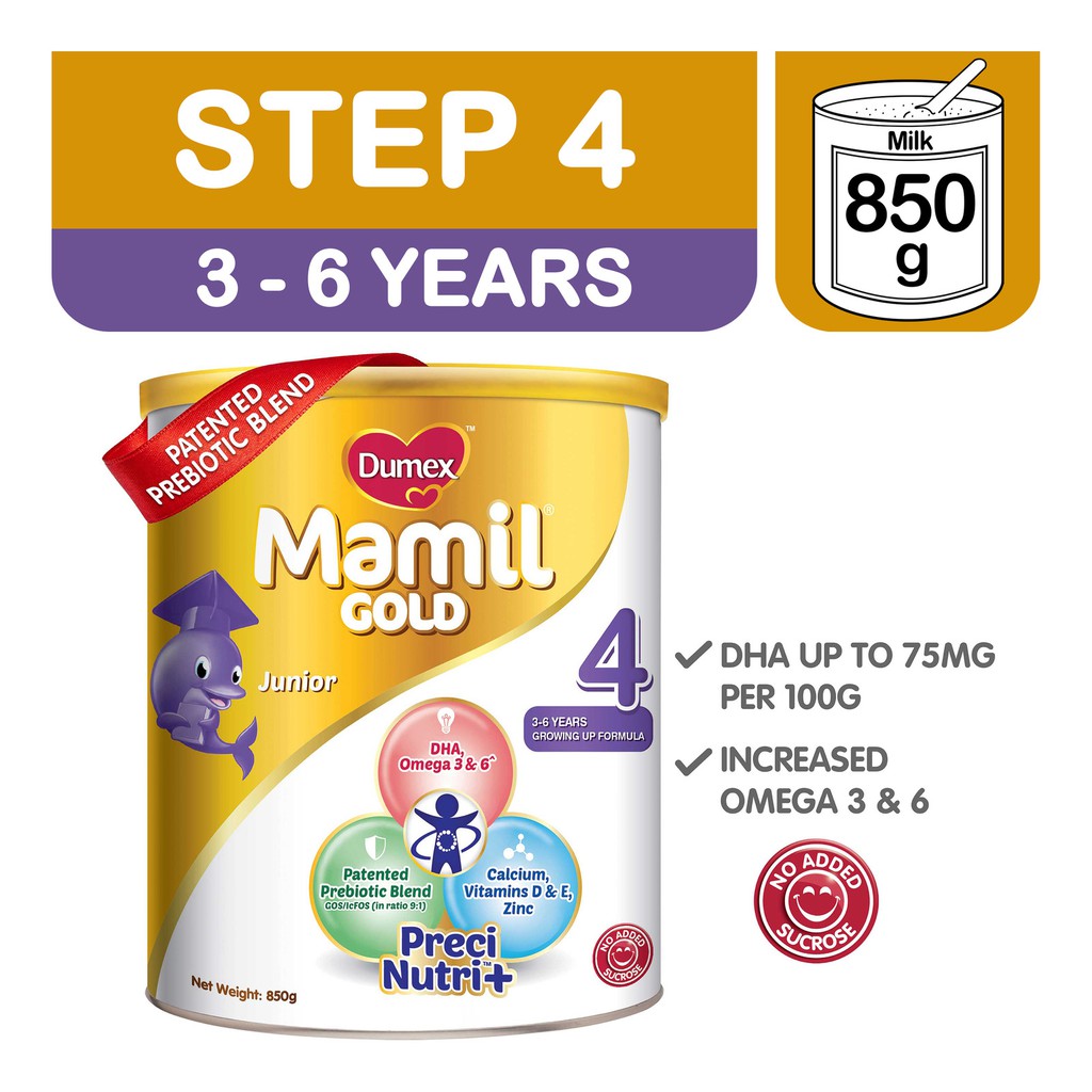 Jual Dumex Mamil Gold Growing Up Milk Susu Formula - Step 4 850g ...