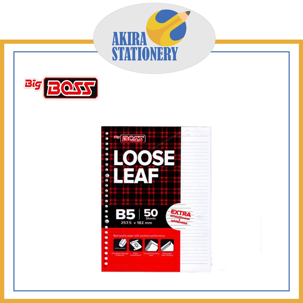 Jual Loose Leaf BIG BOSS B5 50 Ruled - 26 Holes / Kertas Binder File ...