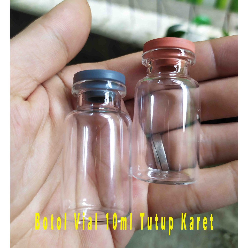 Jual Botol Kaca Vial 10ml 10 ml - Botol Kaca Mini Souvenir Tutup Karet ...