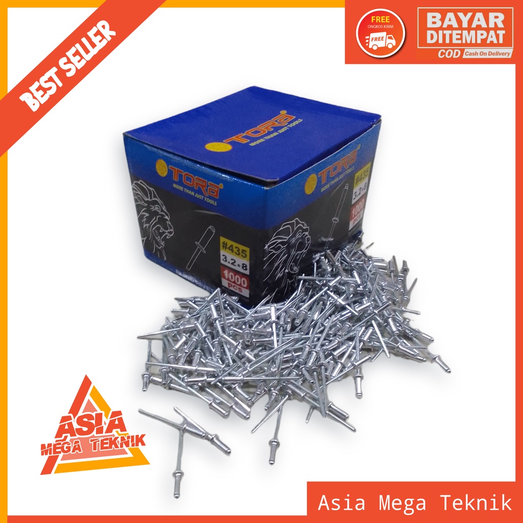 Jual Tora Paku Rivet Rivetti 1 BOX Size 435 440 540 640 675 1 kotak isi ...