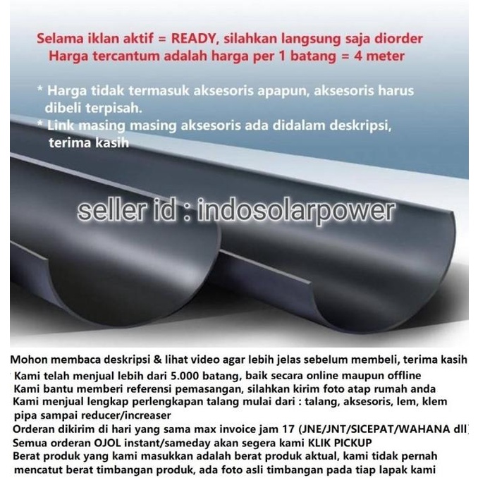 Jual Talang Air PVC HR 6 Inch 15 Cm Maspion Setengah Lingkaran lingkar ...