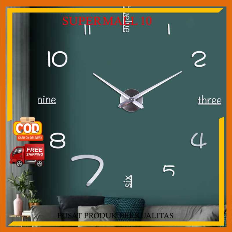 Jual SM EMOYO Jam Dinding Besar DIY Giant Wall Clock English 60 CM ...