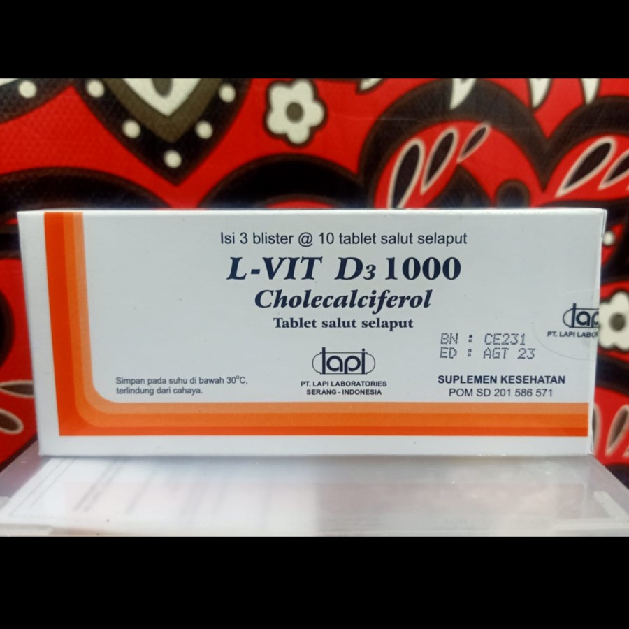 Jual L-VIT D3 1000 IU VITAMIN D3 1000 IU BOX ( ISI 30TABLET) // L VIT ...