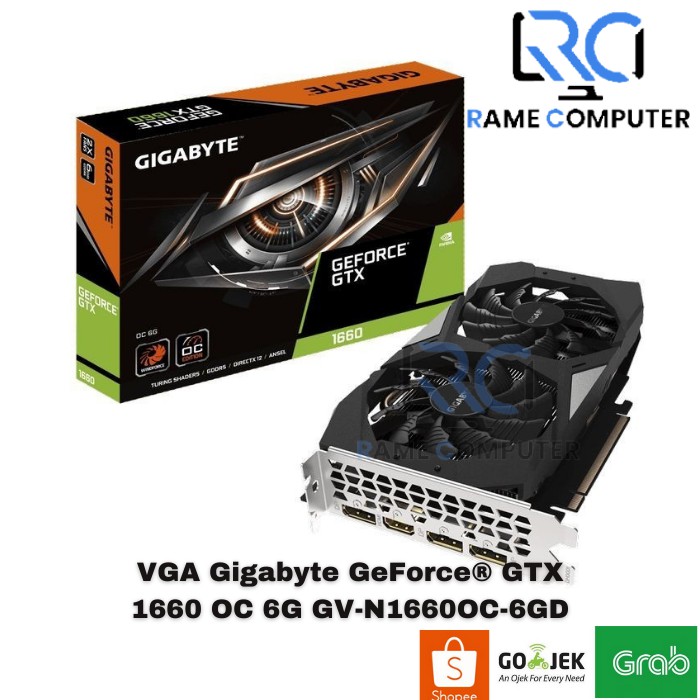 Jual VGA Gigabyte GeForce® GTX 1660 OC 6G GV-N1660OC-6GD / 6GB DDR5 192BIT | Shopee Indonesia