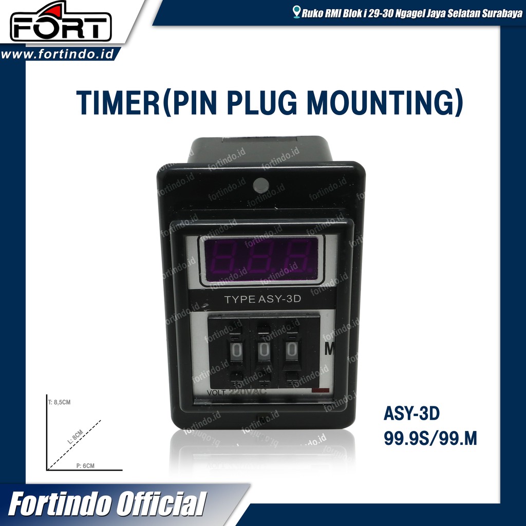 Jual Timer ASY-3D 99.9S Pin Plug Mounting FORT bukan Omron MERK FORT ...