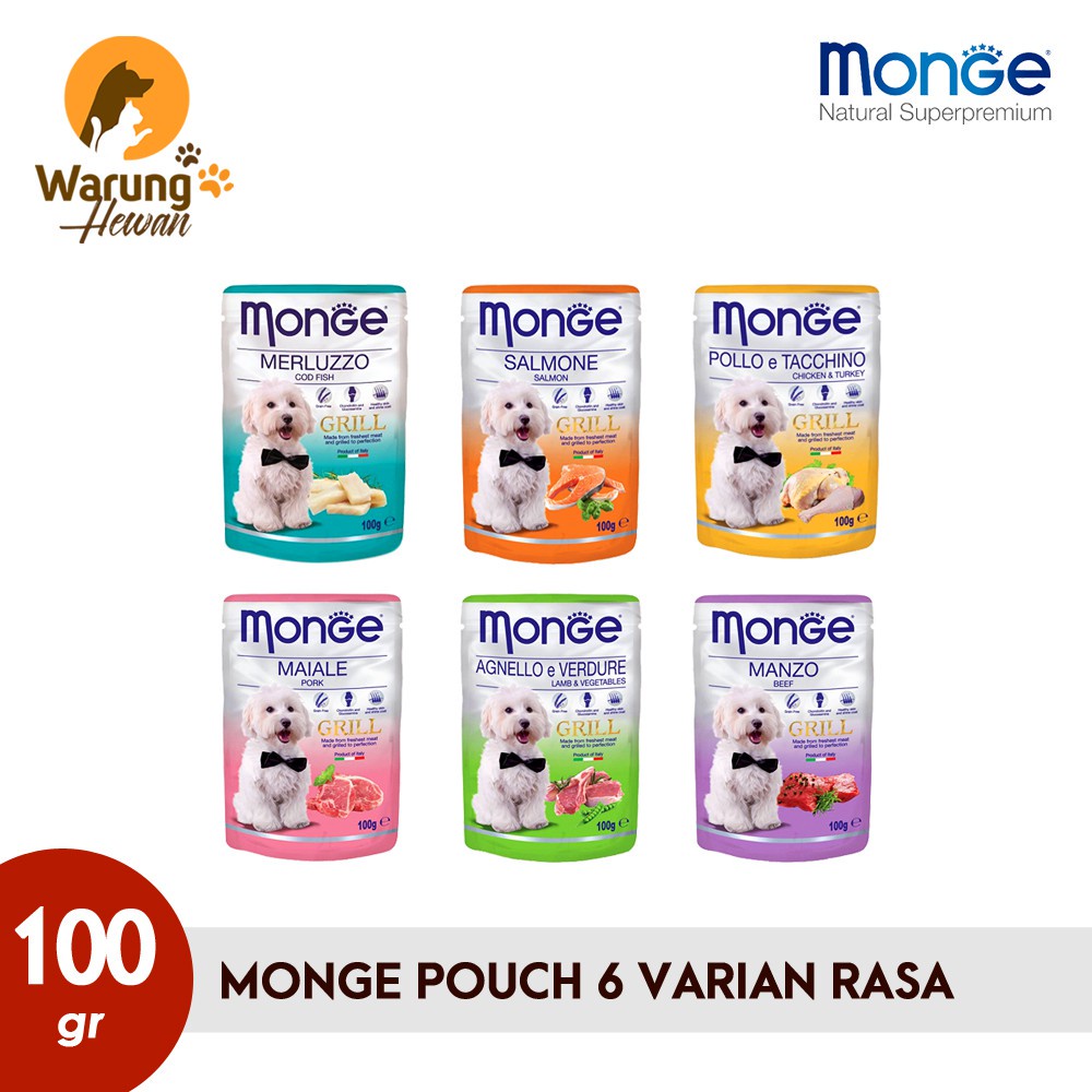 Jual Monge Pouch Grill 6 Jenis Rasa Dog Wet Food | Shopee Indonesia