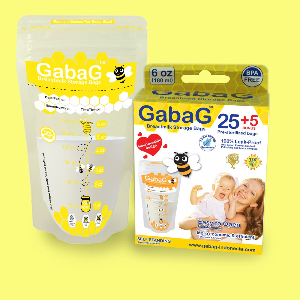 Jual GabaG Breastmilk Storage Bags 180ml 150ml Kantong ASI Kantung Asi ...