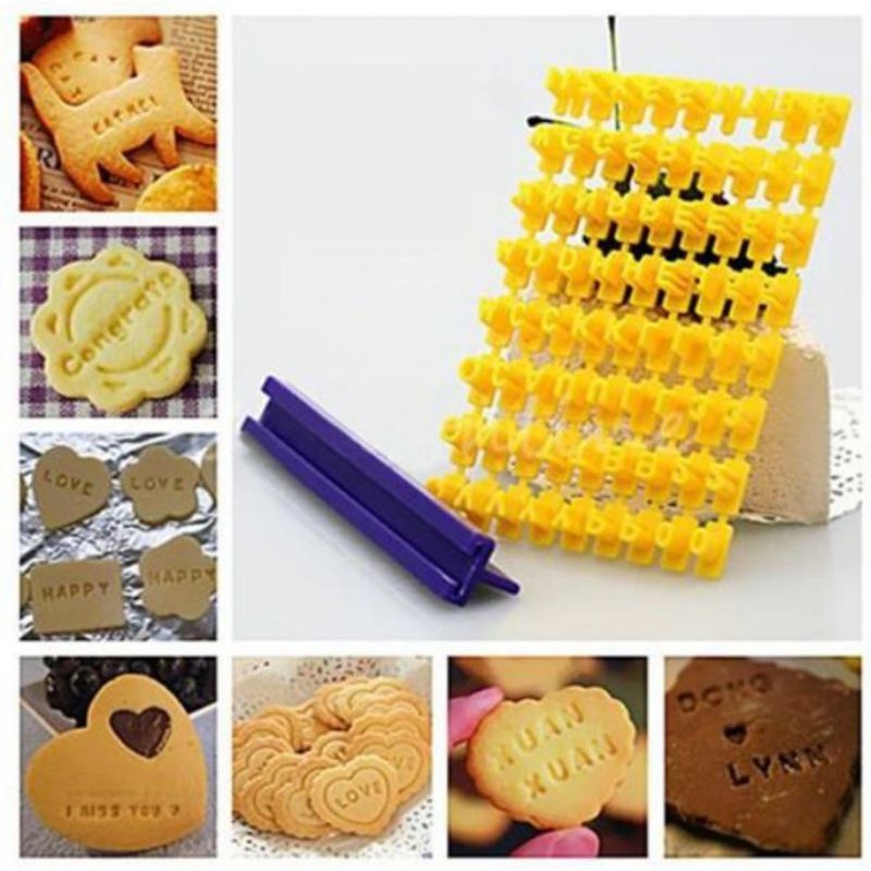 Jual letter & number press set/alat cetak kue biskuit/mouldold stamp ...