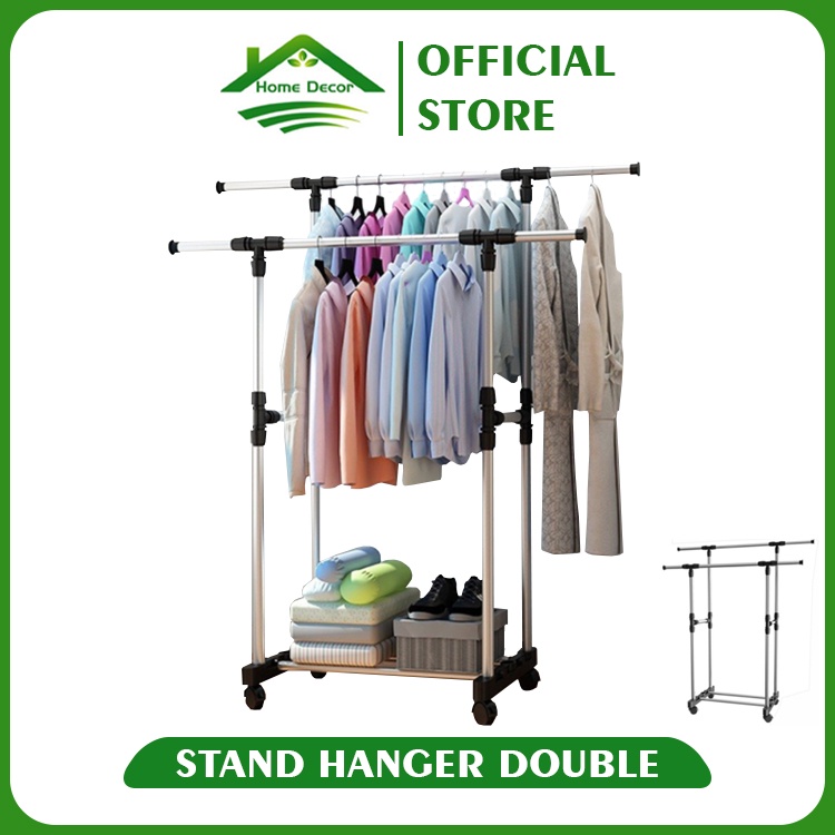 Jual Homedekor Stand Hanger Double Sisi Rak Serbaguna Dengan 4 Roda ...