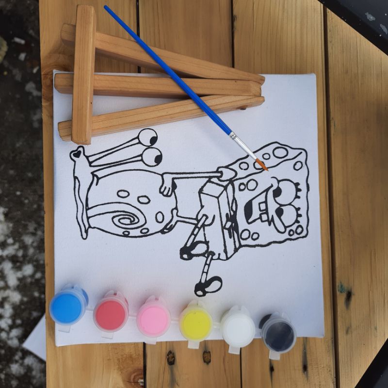 Jual kanvas lukis painting number anak melukis canvas 20x20 paket ...
