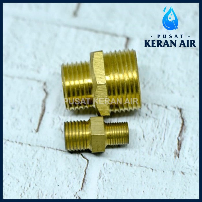 Jual 1/2" x 3/8" DOUBLE NEPEL REDUCE KUNINGAN Drat MALE | Shopee Indonesia