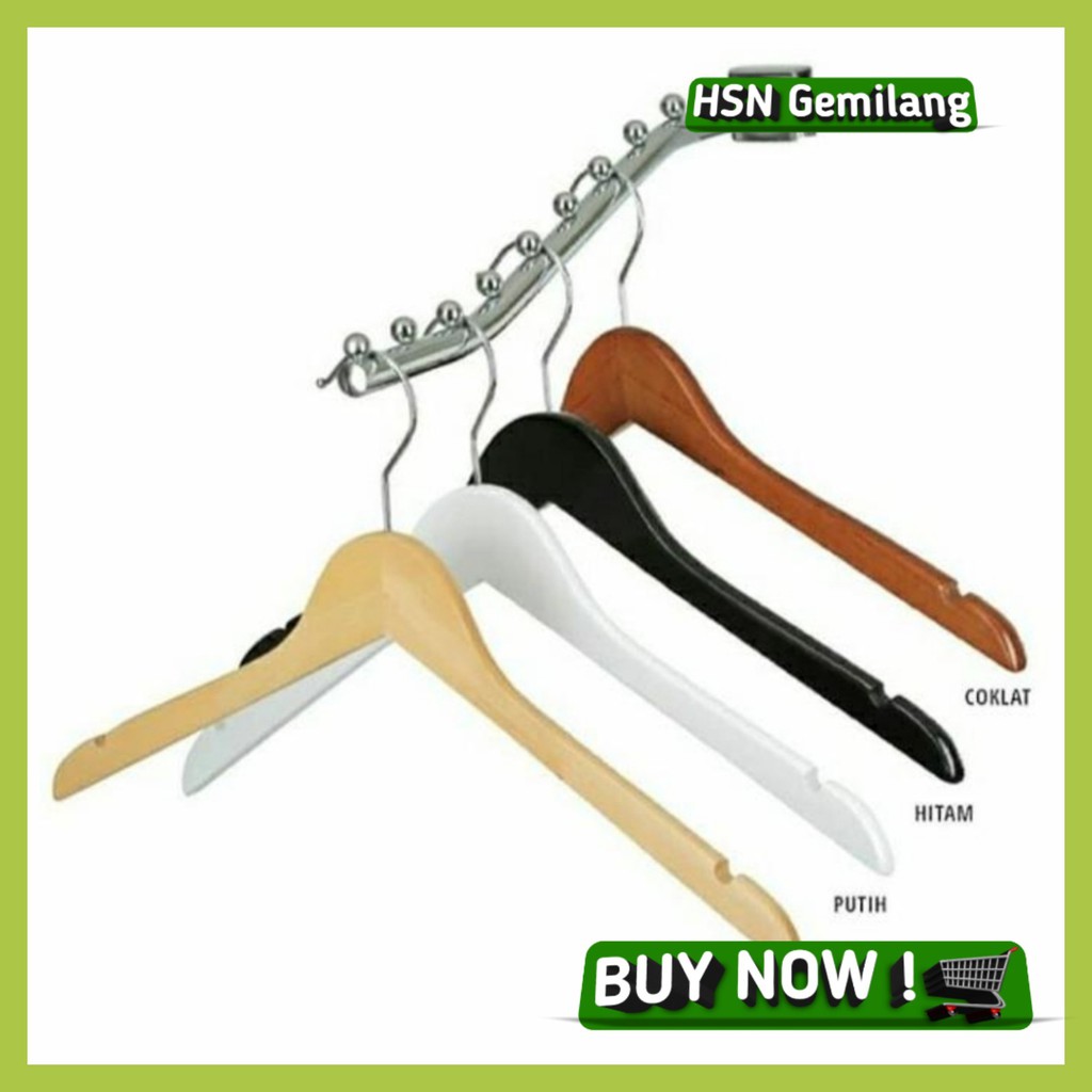 Jual Gantungan Hanger baju kayu warna Natural putih coklat hitam wood ...