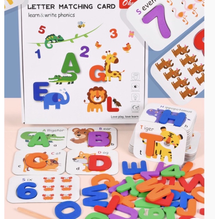 Jual OHYE alphabet dan number wooden toys mainan kayu huruf abjad dan ...