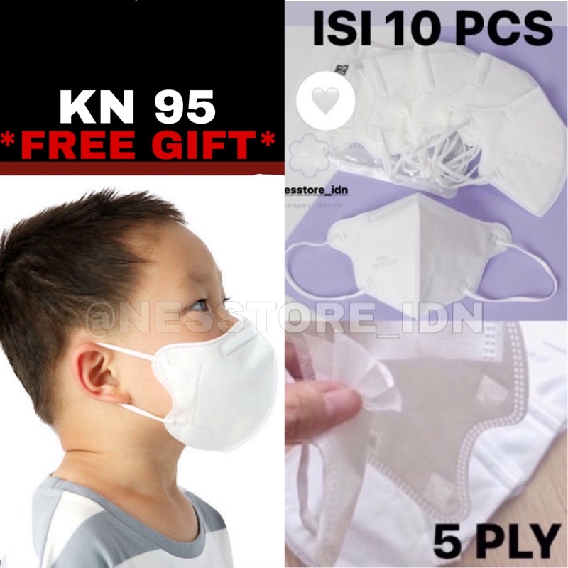 Jual MASKER ANAK KN95 PUTIH POLOS 5PLY ISI 10 PCS | Shopee Indonesia