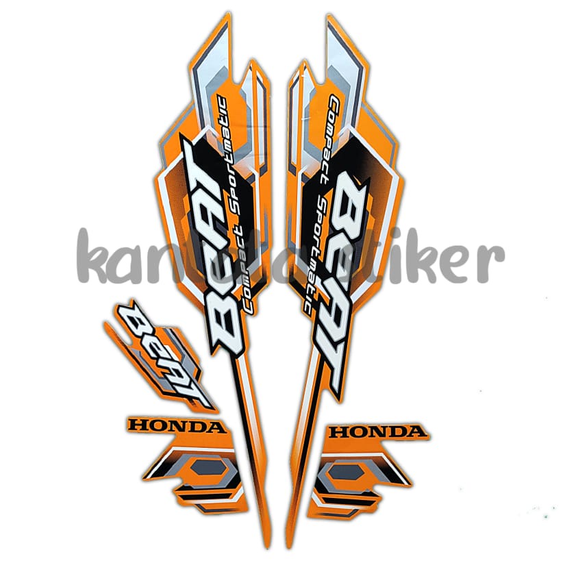 Jual stiker striping motor honda beat 2008 orange | Shopee Indonesia