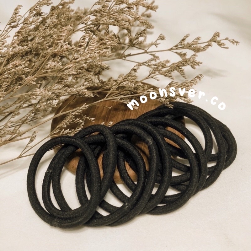 Jual Ikat Rambut Hitam Polos Tebal ISI 12 PCS Dengan Sambungan Besi ...