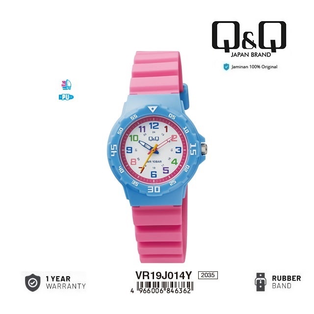 Jual Q&Q QQ QNQ VR19 VR19J VR19J016Y ORIGINAL ANALOG WATCH JAM TANGAN WANITA / ANAK TAHAN AIR ...
