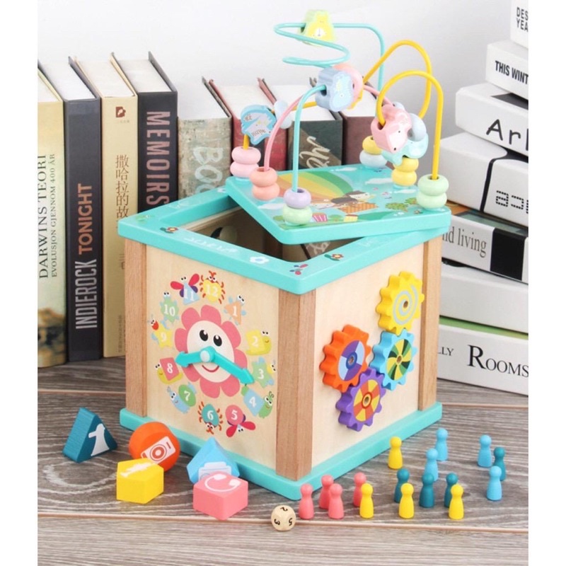 Jual 6 in 1 Wisdom Activity Busy Cube - wooden toys eduplay mainan ...