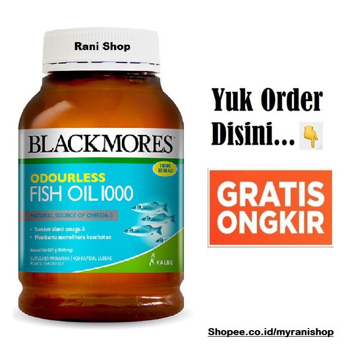 Jual Blackmores Odourless Fish Oil 1000mg Omega 3 KALBE 400 Caps ...