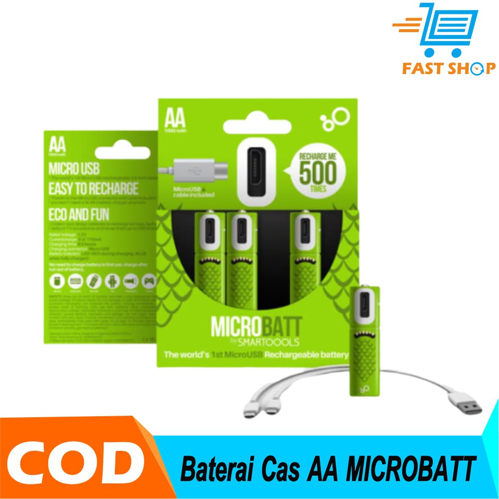 Jual Baterai Cas AA MICROBATT Micro USB 1000mAh 2PCS | Shopee Indonesia