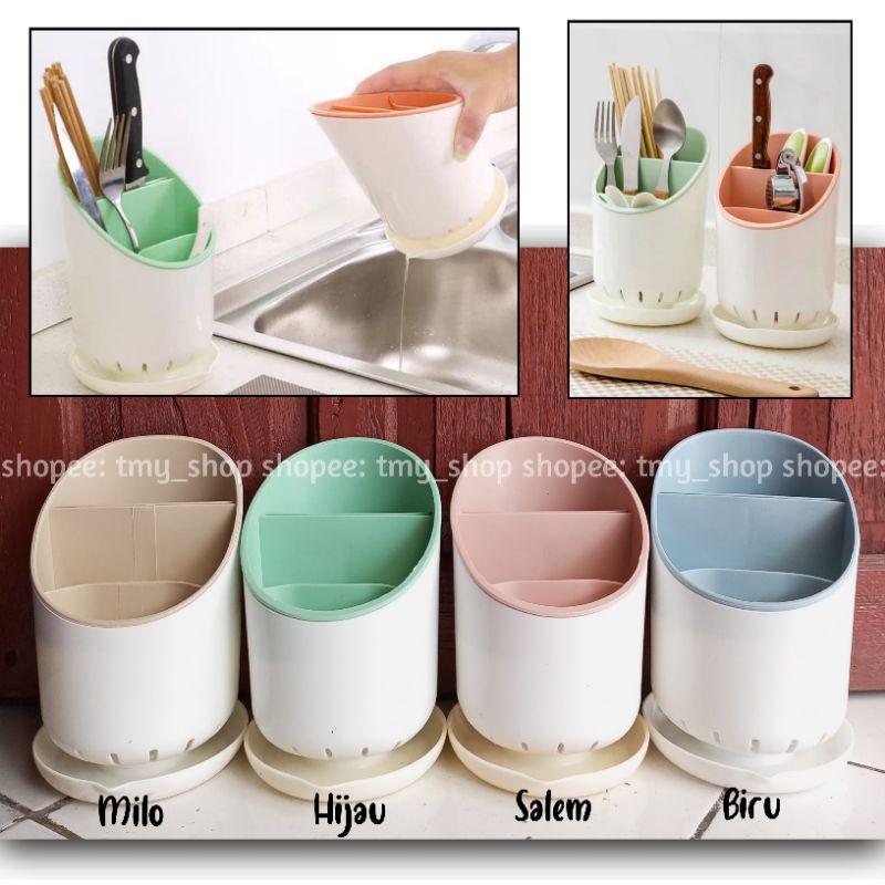 Jual TEMPAT SENDOK IMPOR + TIRISAN/ wadah sendok garpu sumpit warna ...