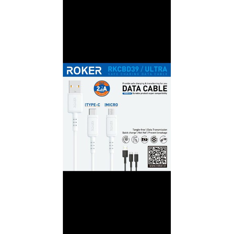 Jual KABEL DATA ROKER ULTRA COLOKAN TIPE C | Shopee Indonesia