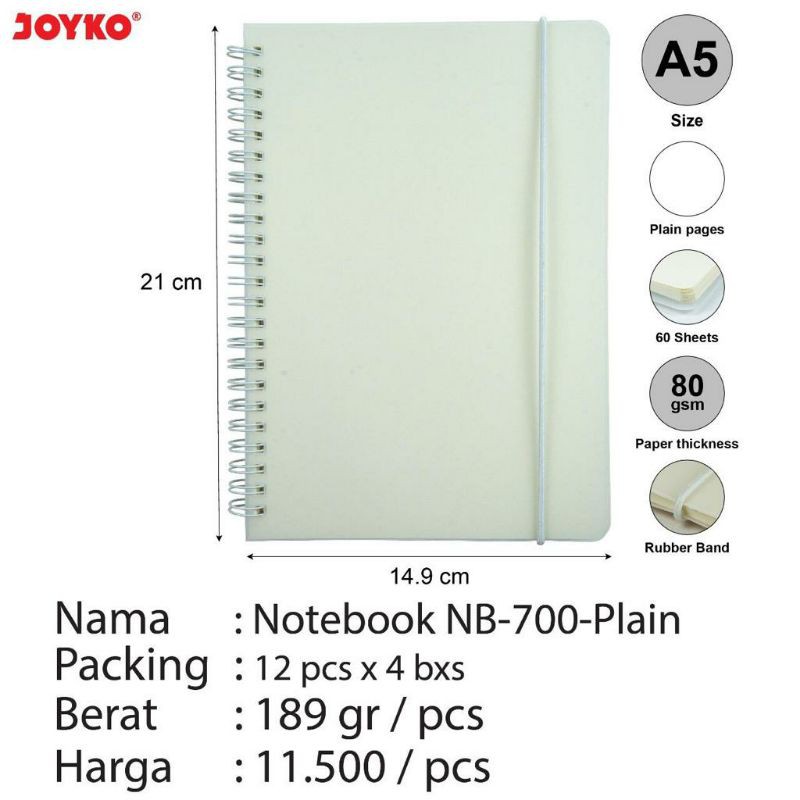 Jual Joyko Note Book NB-700 Plain( tertera harga 2 pcs 26000) | Shopee ...