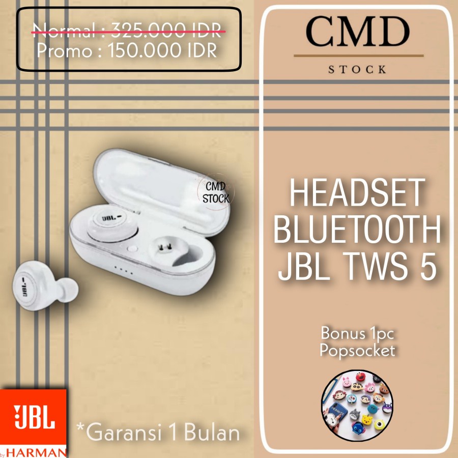 Jual JBL TWS 5 Headset Bluetooth Super Bass Wireless Earphone By Harman ...