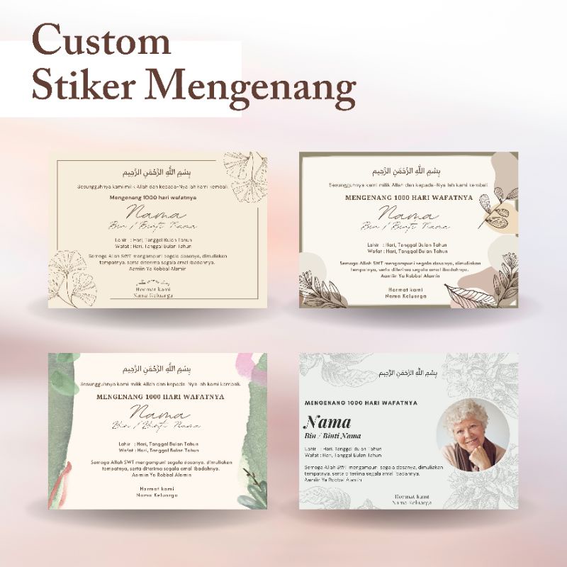Jual Cetak Kartu/Stiker Mengenang 40/100/1000 hari Wafat, Tahlilan ...
