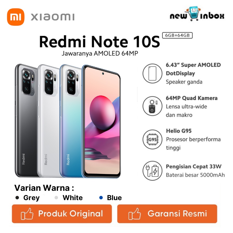 Jual Xiaomi Redmi Note 10S 6/64 - RAM 6GB / ROM 64GB Garansi Resmi TAM | Shopee Indonesia