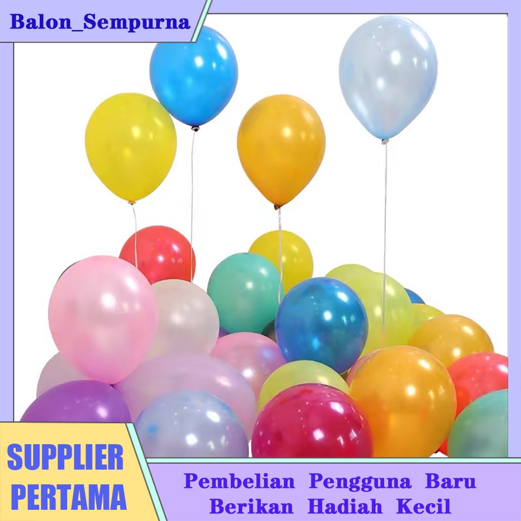 Jual Balon latex metalik / balon karet polos perpack 12inch (isi100 ...