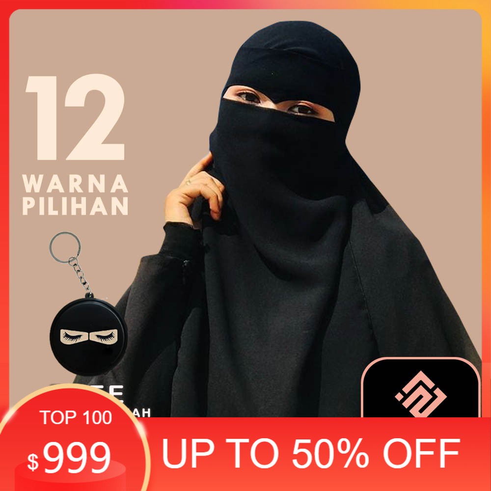 Jual (NEW)-Niqab Bandana Mata Elang Cadar 2 Layer V-Shape Niqob Tanpa Jahitan Bawah Mata ZALAIVA ...