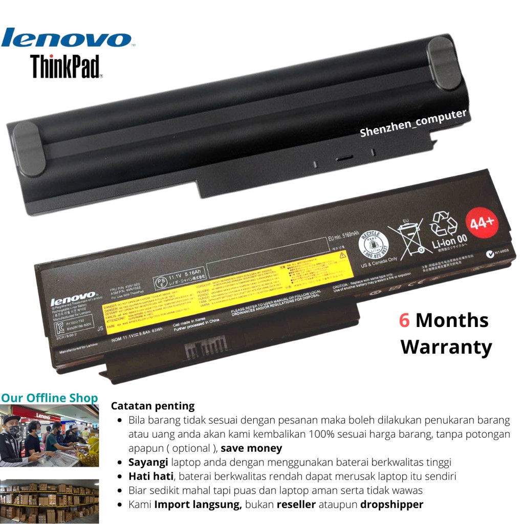 Jual Baterai laptop Lenovo ThinkPad X230 X230s X230i - 44 plus original ...