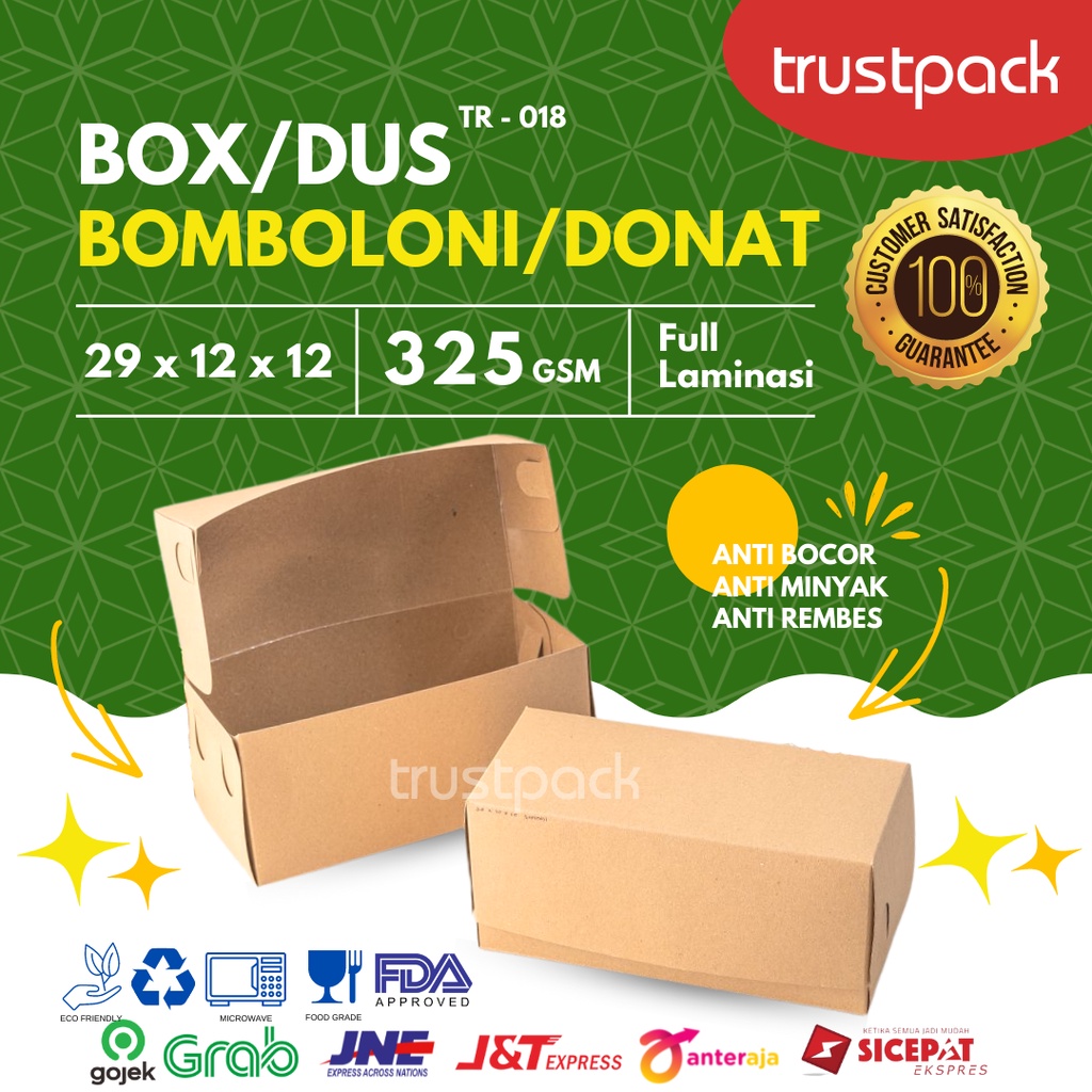 Jual DUS KUE KARDUS KOTAK ROTI BAKAR BOMBOLINI DONAT 29x12x12 KRAFT 325 ...