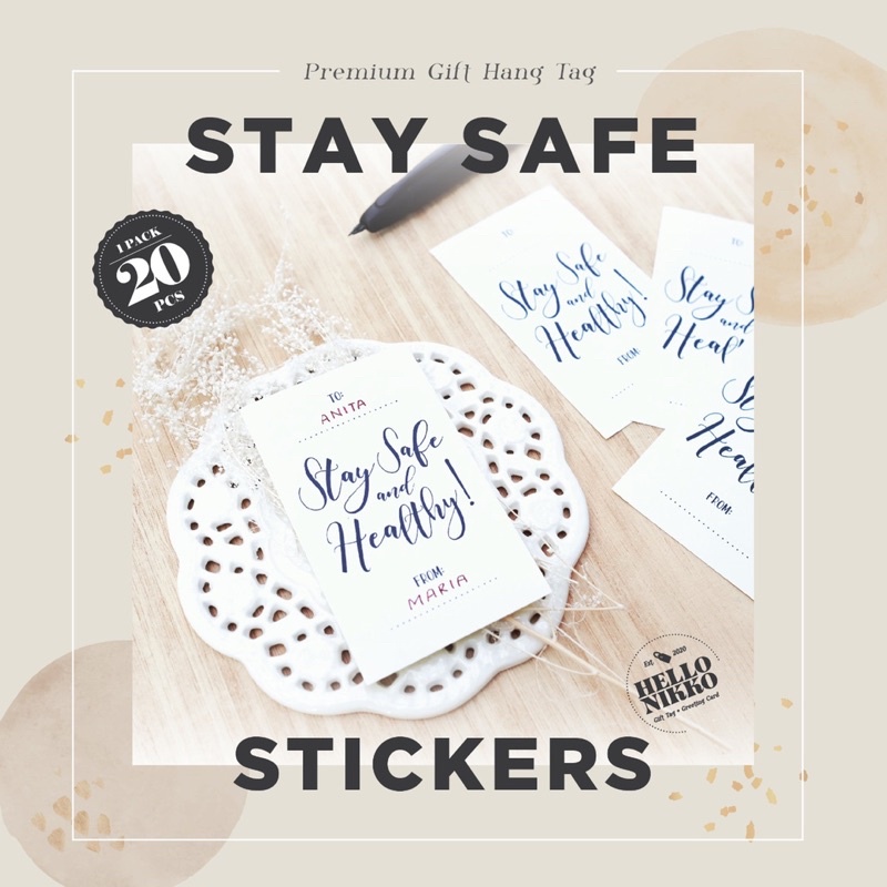 Jual Stay safe sticker label - Hang tag kartu ucapan kado sticker ...