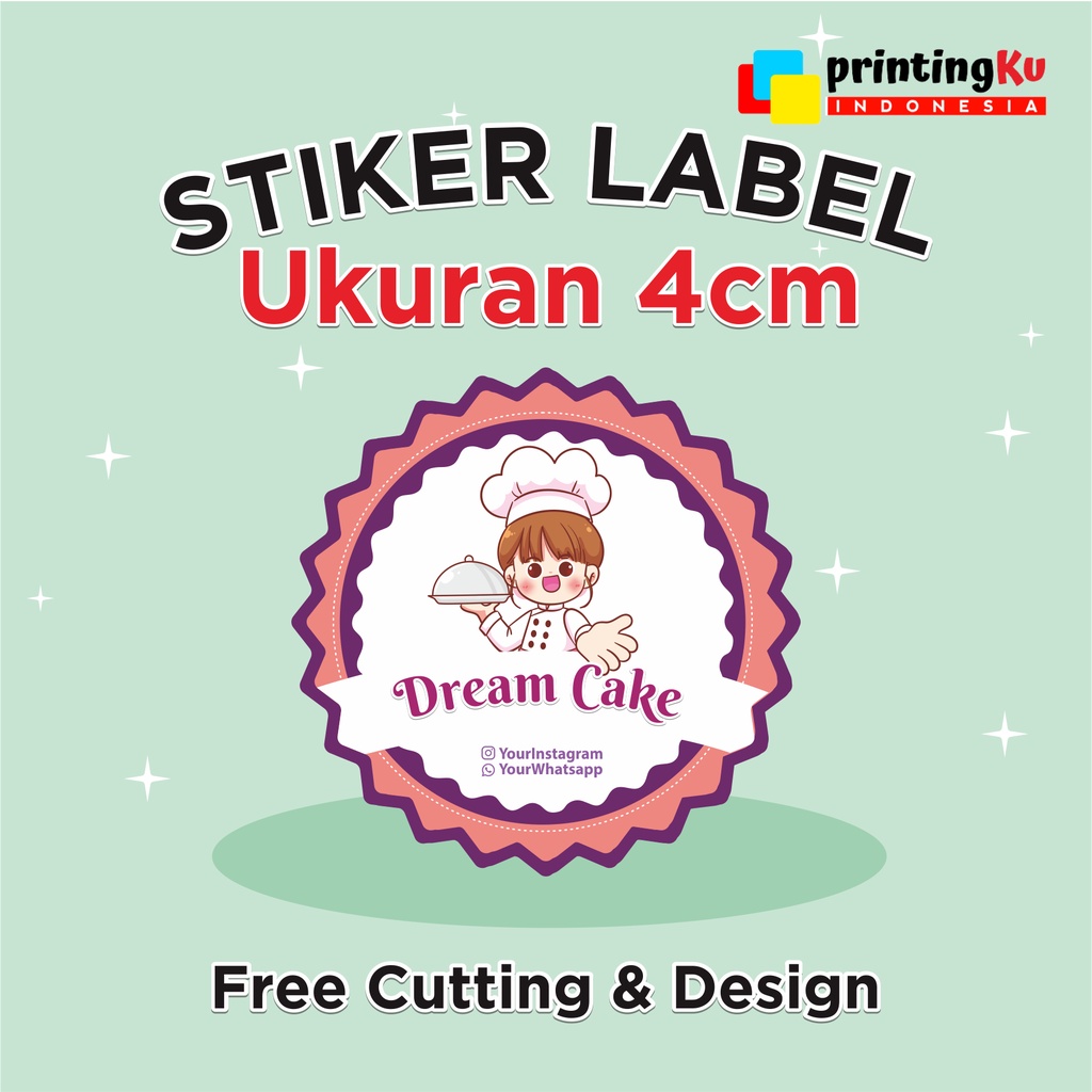 Jual CETAK STIKER LABEL NAMA UKURAN 4 CM / LABEL BULAT LABEL PRODUK ...