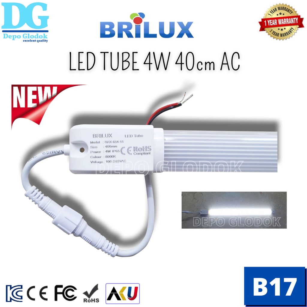 Jual LED T5 4W 40CM AC 220V WHITE IP65 WATERPROOF BRILUX - B17 | Shopee ...