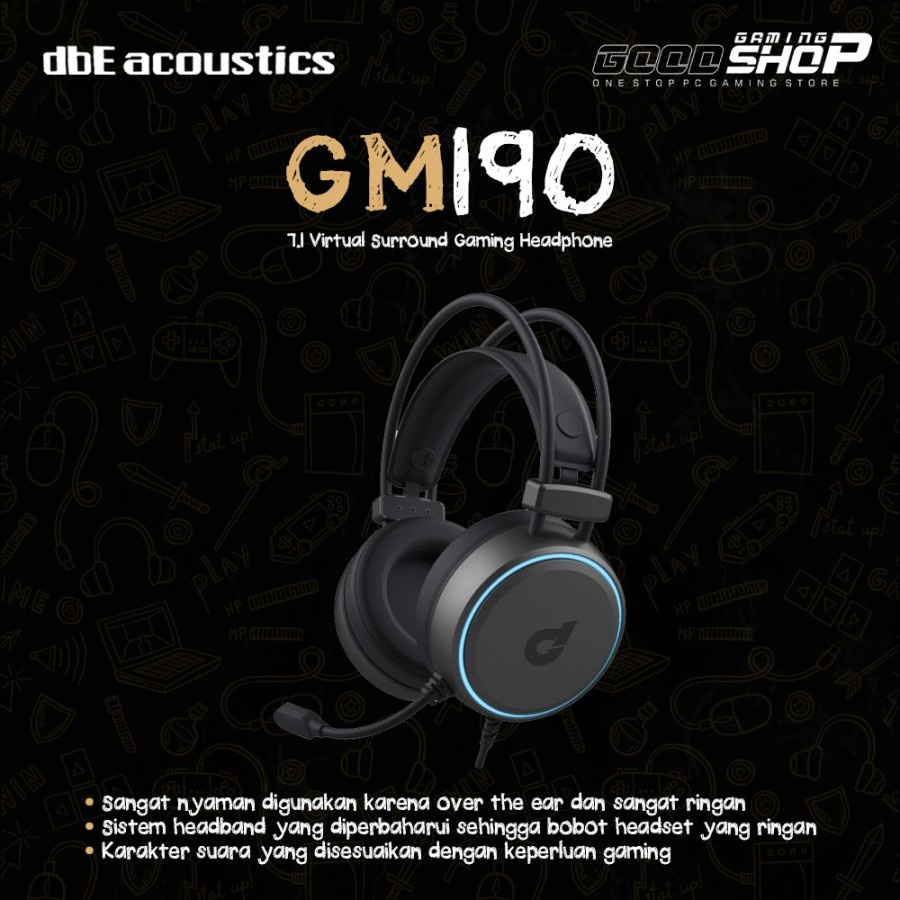 Jual DBE ACOUSTICS GM190 7.1 virtual surround - Gaming Headset | Shopee ...