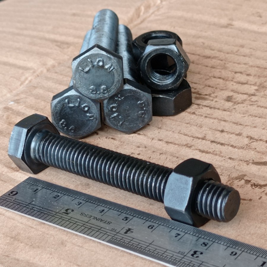 Jual BAUT BAJA HTB 8.8 M10 X 80 / BAUT BAJA M10 X 80 HITAM / BAUT ...