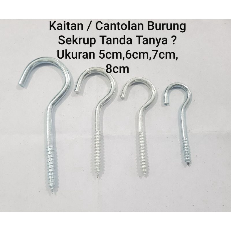 Jual Per 5pcs Kaitan / Cantolan Burung Sekrup Tanda Tanya ? Ukuran 5cm ...