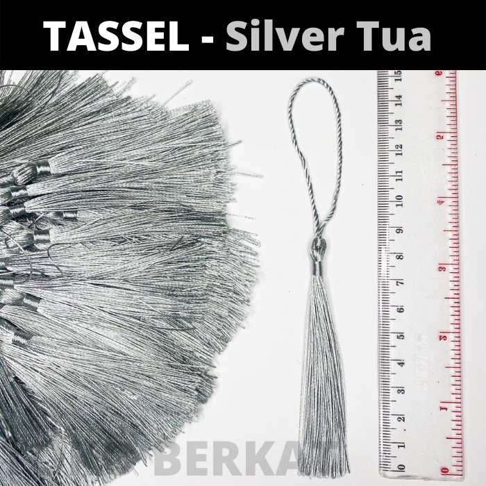Jual (10 PCS) Tasel / Tassel / Tessel Rumbai Silver Tua | Shopee Indonesia